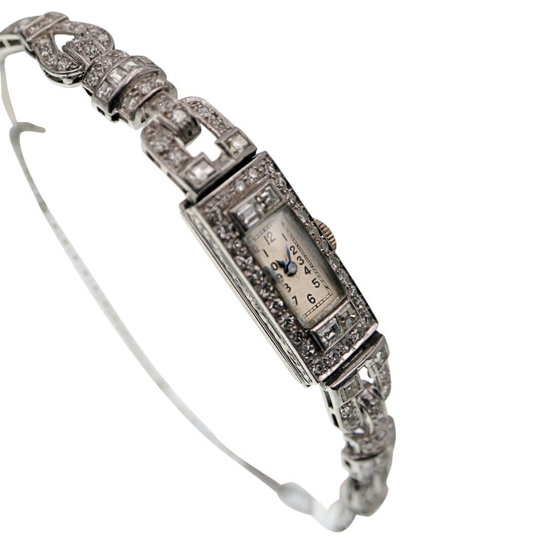 Ladies 1920's Art Deco Platinum with Diamonds Vintage Cocktail Watch ...